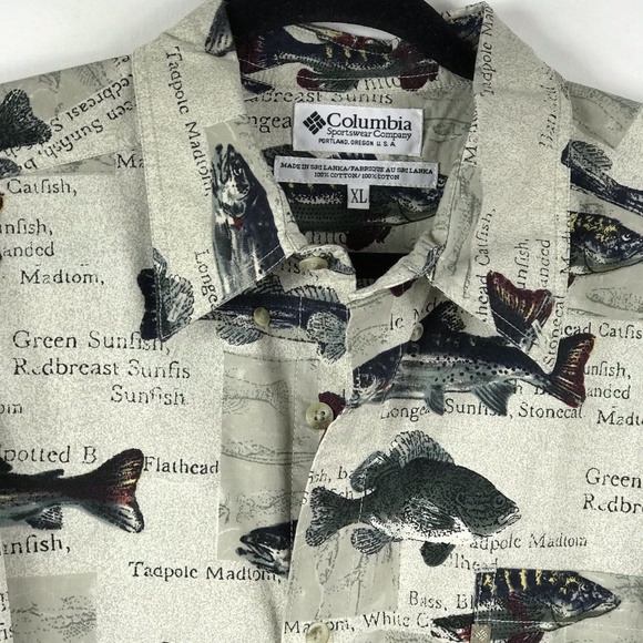 Columbia | Shirts | Columbia Shirt Xl Fish Graphics Ls Button Front ...